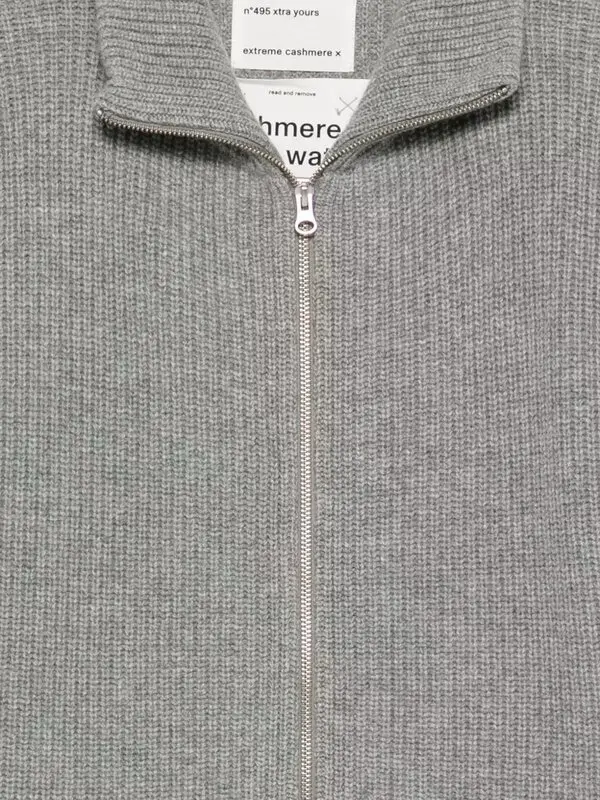 Extreme Cashmere Xtra Yours Ribbed-knit Zip-up Cardigan - Grey