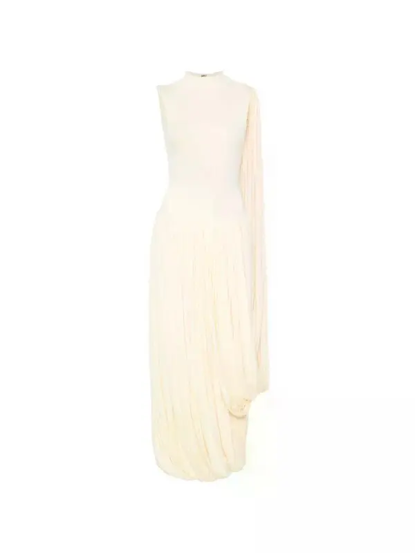 ABADIA Mock-neck Draped Maxi Dress