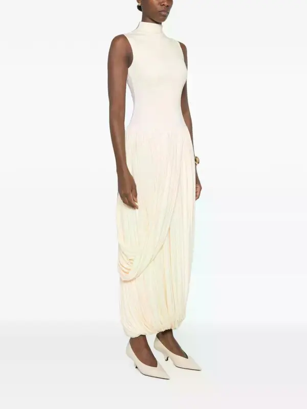 ABADIA Mock-neck Draped Maxi Dress