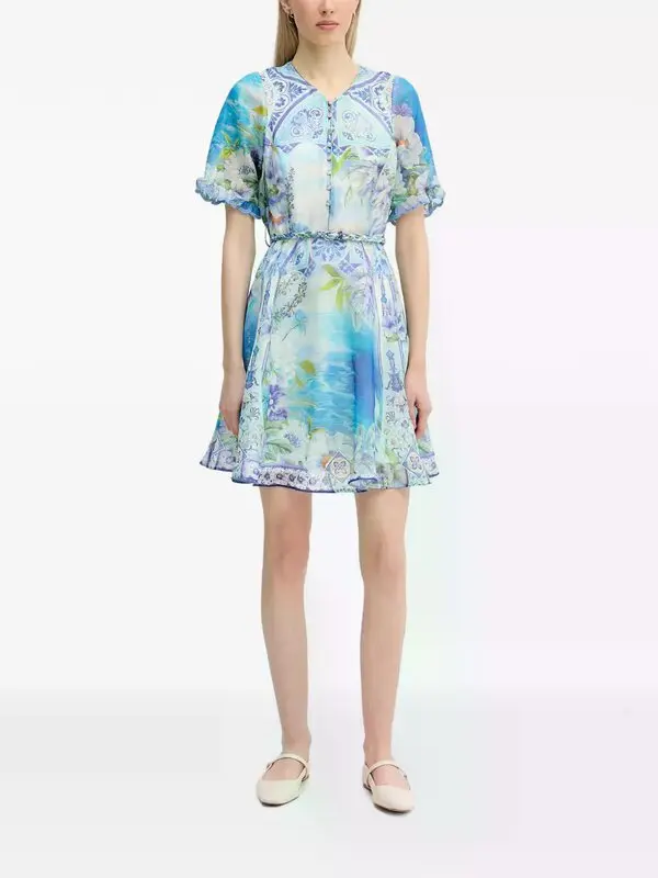 Hale Bob Cyrilla Floral Print Belted Mini Dress
