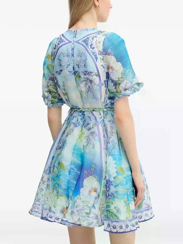 Hale Bob Cyrilla Floral Print Belted Mini Dress