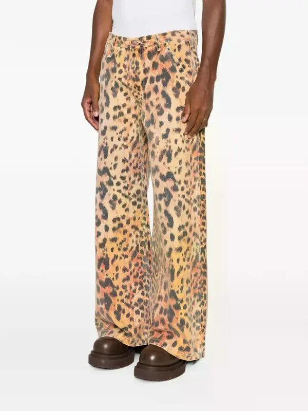 R13 Leopard-print Wide-leg Trousers