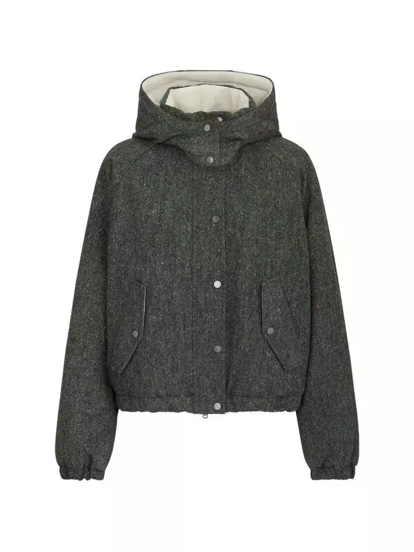 Brunello Cucinelli Donegal-knit Hooded Jacket - Grey