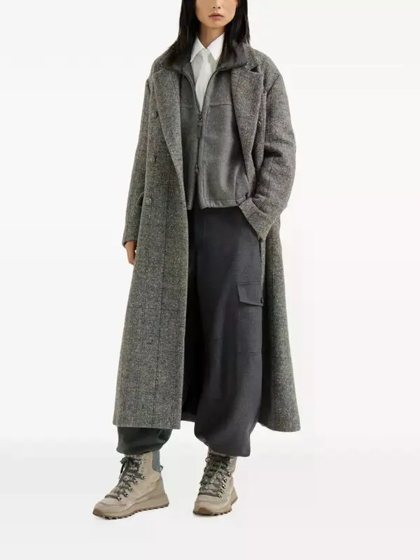Brunello Cucinelli Check-pattern Double-breasted Coat