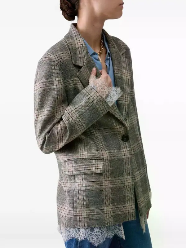Liu Jo Check Blazer With Lace Details