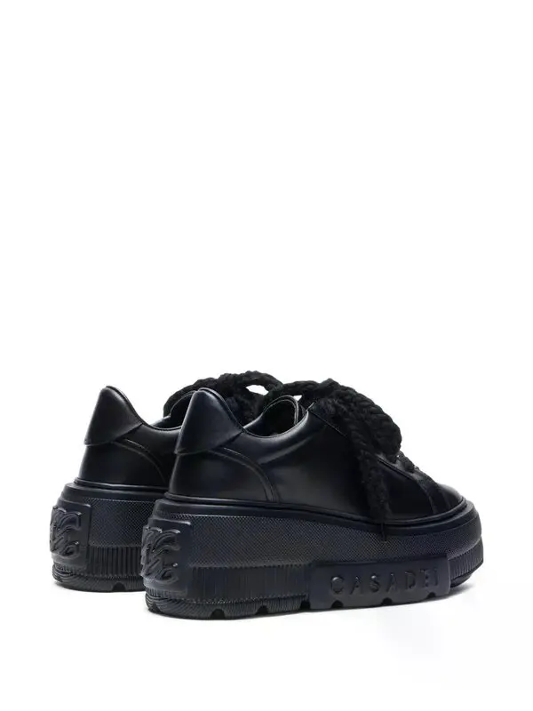 Casadei Nexus Peak Leather Sneakers With Chain Detail - Black