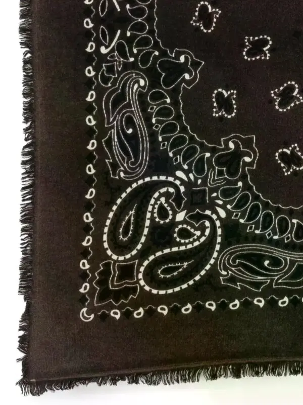 KUJTEN Paisley-print Frayed Scarf - Brown