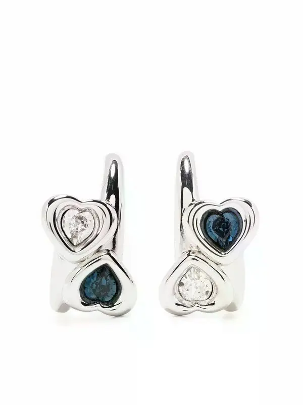JIWINAIA Heart-charm Earrings - Silver