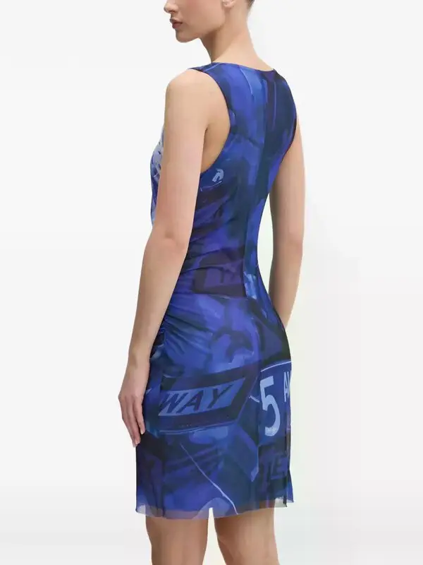 Desigual Ruched Graphic-print Mini Dress