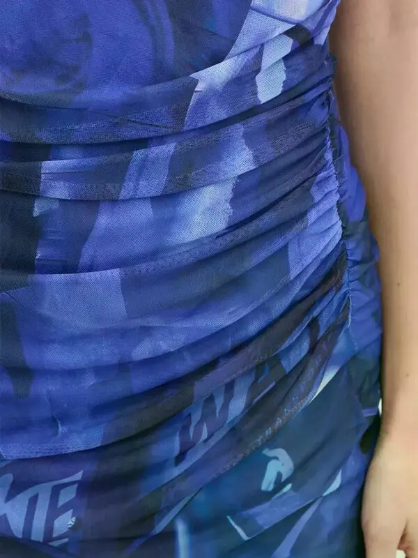 Desigual Ruched Graphic-print Mini Dress