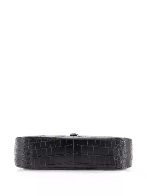 Saint Laurent Le 5 A 7 Crocodile Embossed Leather Small Hobo Bag