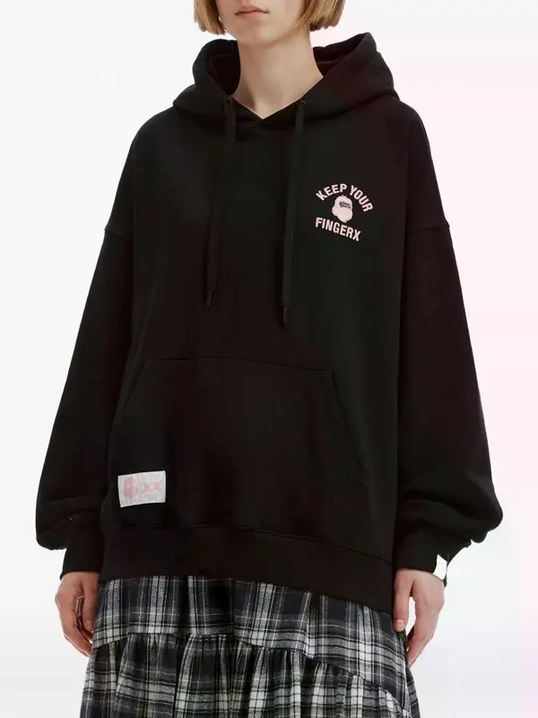 FINGERCROXX Slogan-embroidered Drawstring Hoodie
