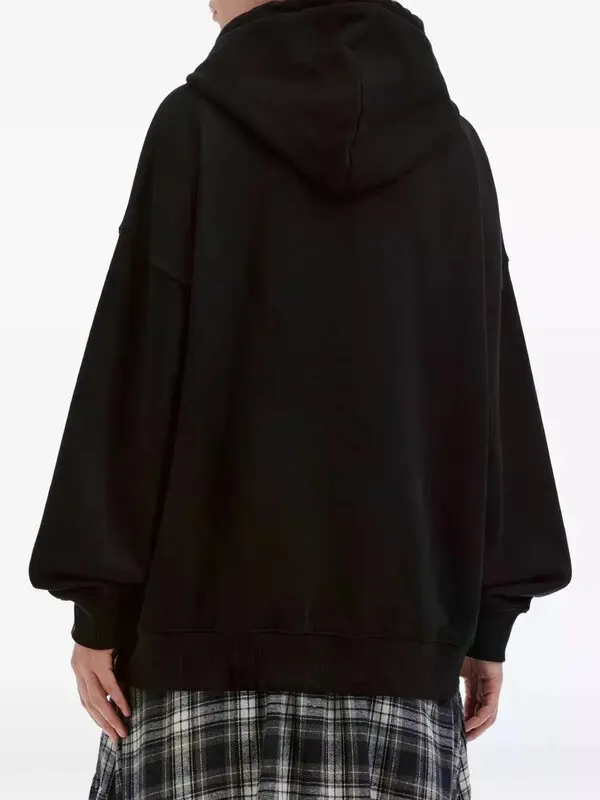 FINGERCROXX Slogan-embroidered Drawstring Hoodie