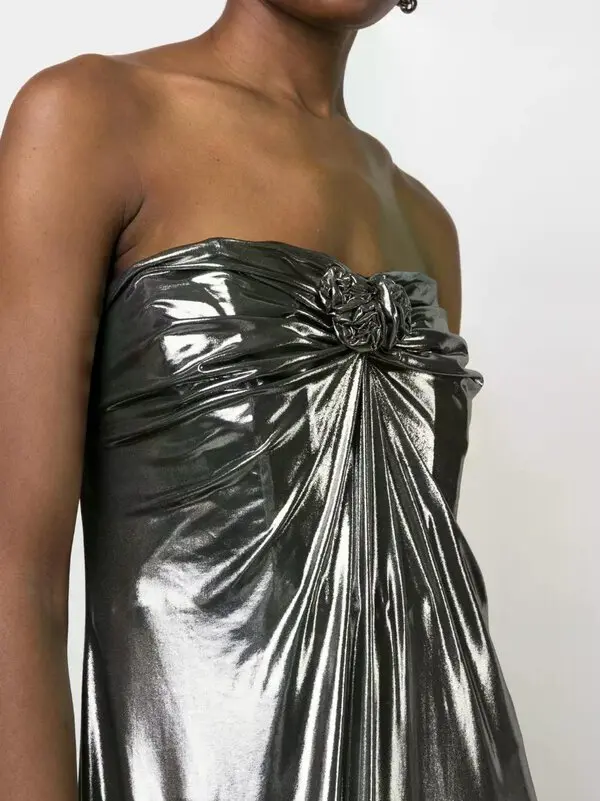 Magda Butrym Strapless Metallic Maxi Dress