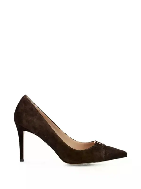 TWINSET High-heeled Suede Court Shoes With Logo - Brown