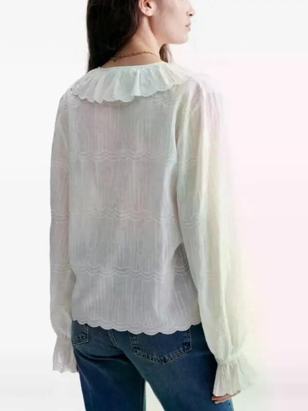 Vanessa Bruno Helea Ruffled-collar Embroidered Blouse