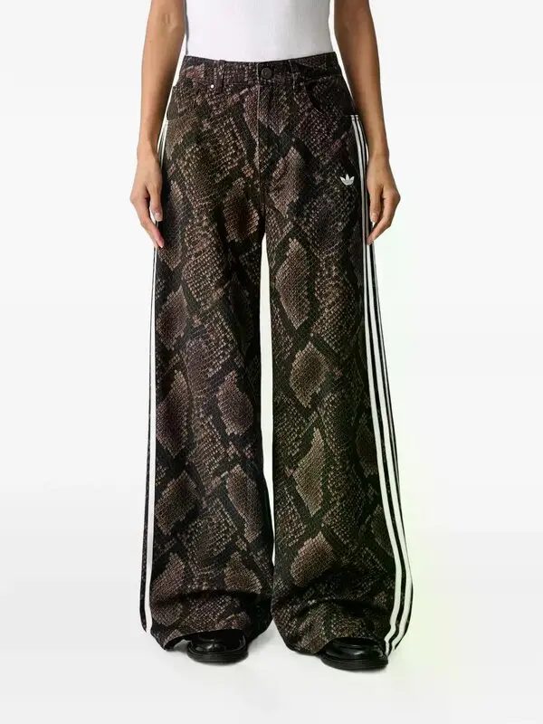Adidas Snake-print Denim Loose Pants - Brown