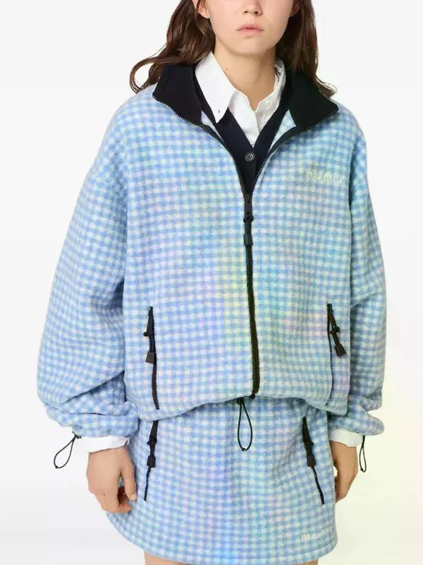 Miu Miu Gingham Check Fleece Jacket