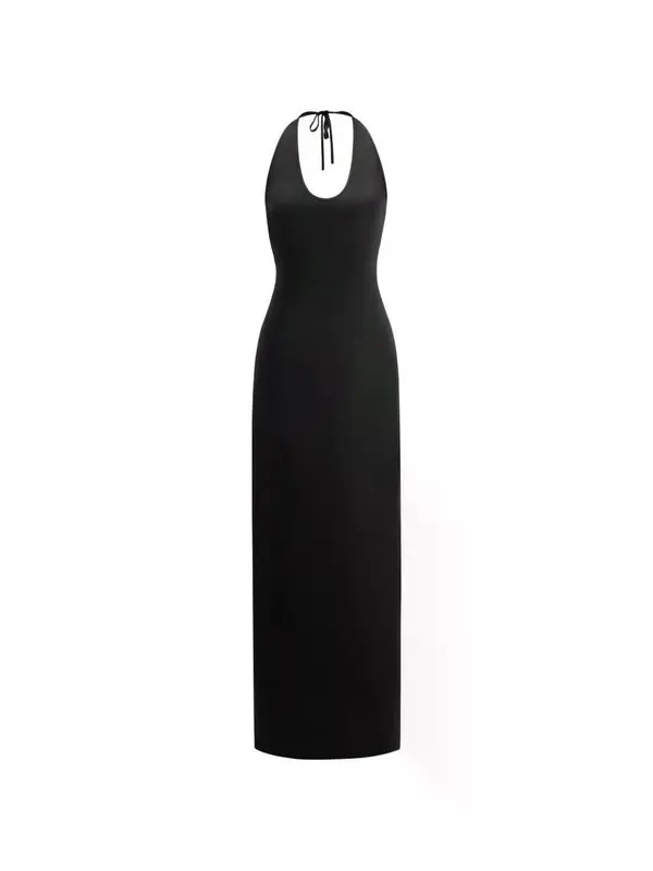 THE ARKOW Cara Halterneck Silk Maxi Dress