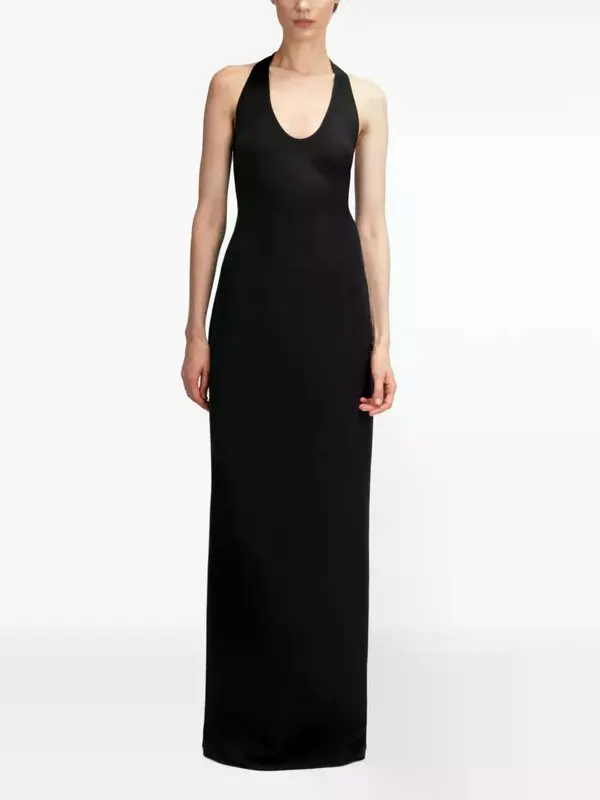 THE ARKOW Cara Halterneck Silk Maxi Dress