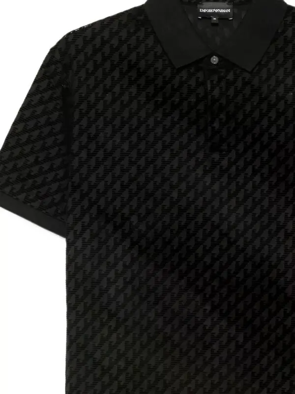 Emporio Armani Monogram-pattern Short-sleeve Polo Shirt