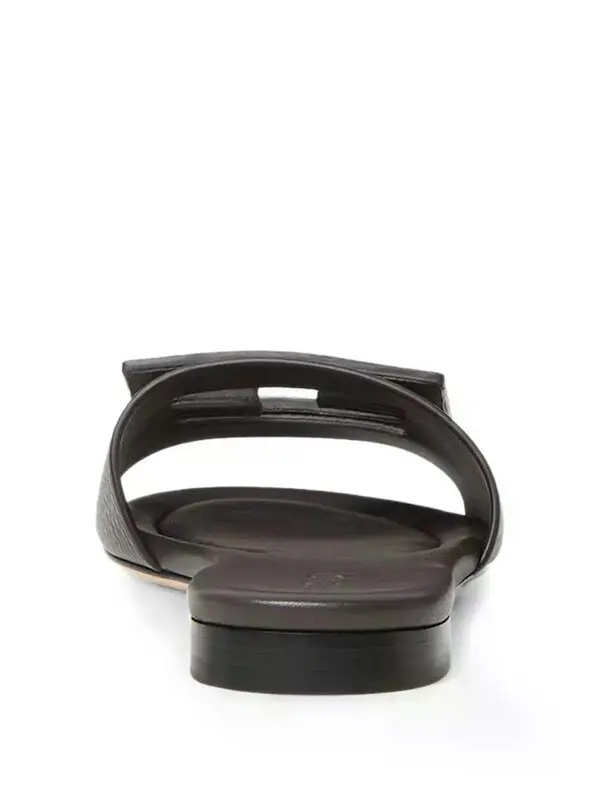 Fendi Baguette Dark Leather Slides