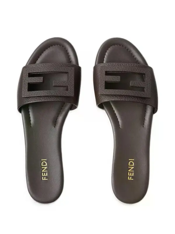 Fendi Baguette Dark Leather Slides