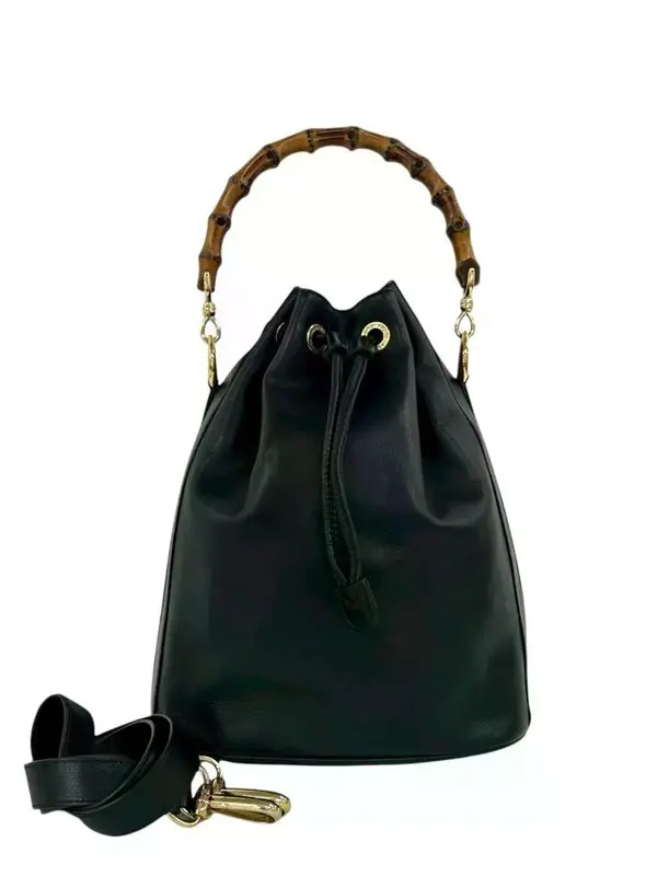 Gucci 20th Century Calfskin Bamboo Satchel - Black