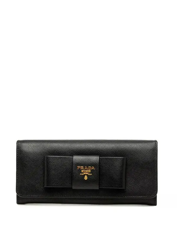 Prada 2013-2026 Saffiano Lux Bow Continental Wallet Long Wallets