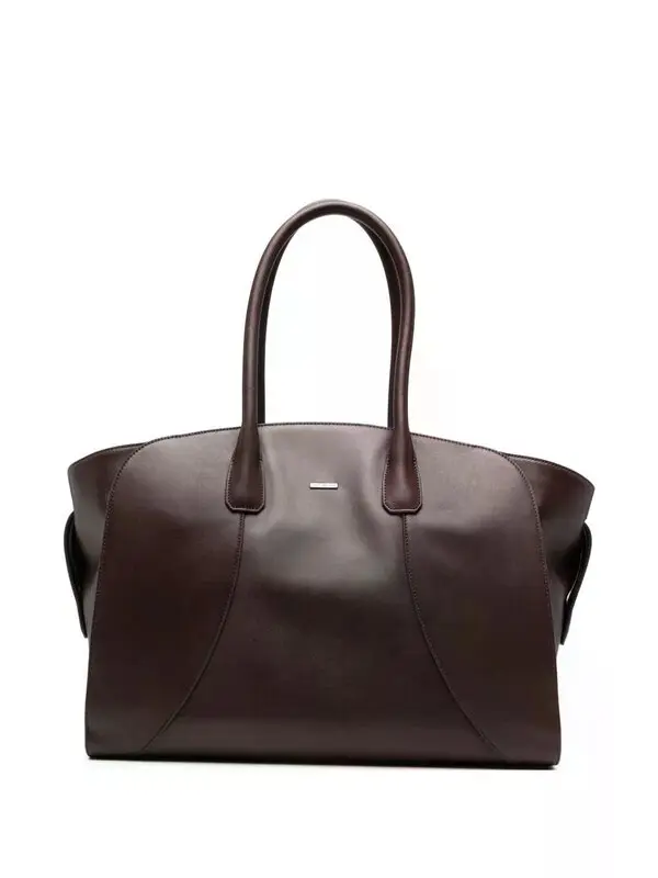 Emporio Armani Logo-plaque Leather Tote Bag - Brown