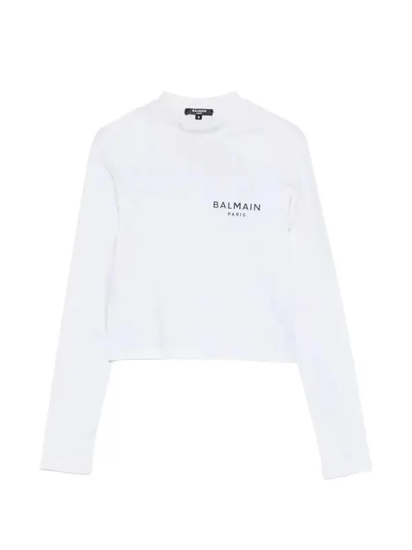 Balmain Logo Print Cropped T-shirt