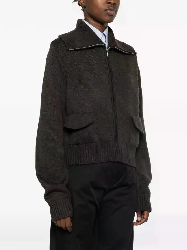 LAMRONS Flap-pocket Zip-up Cardigan