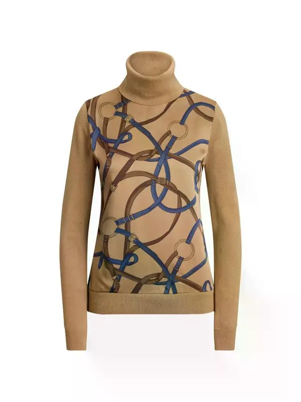 Ralph Lauren Belt-print Roll-neck Sweater - Brown