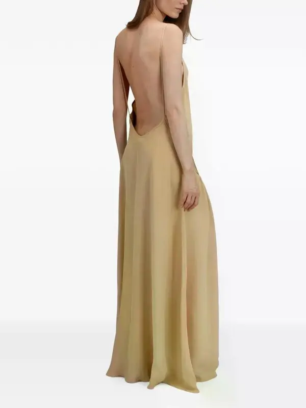 THE ARKOW Vera Pleated Silk Maxi Dress