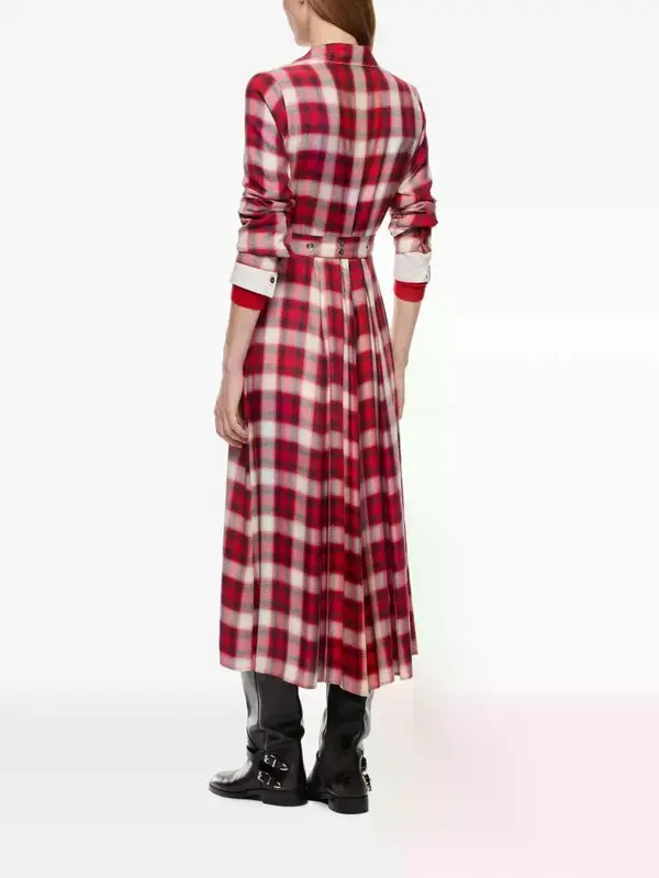 Pinko Long Shirt Dress With Check Pattern And Belt