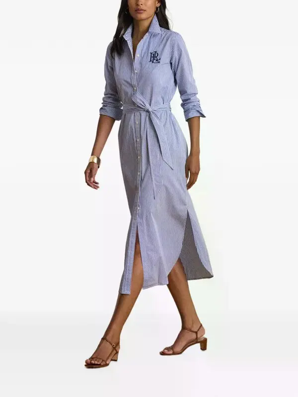 Ralph Lauren Striped Belted Midi Shirt Dress