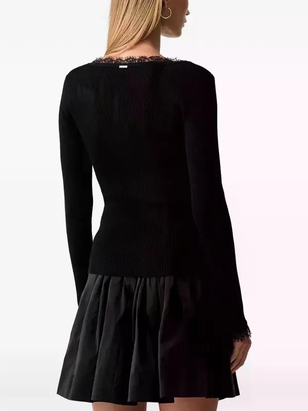 TWINSET Lace-trim Ribbed Sweater - Black