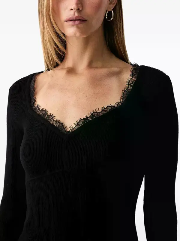 TWINSET Lace-trim Ribbed Sweater