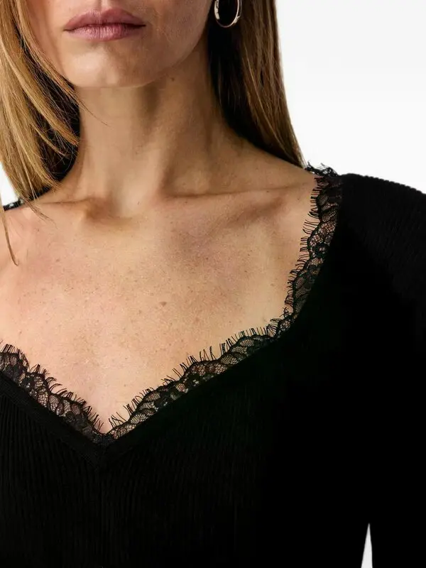TWINSET Lace-trim Ribbed Sweater