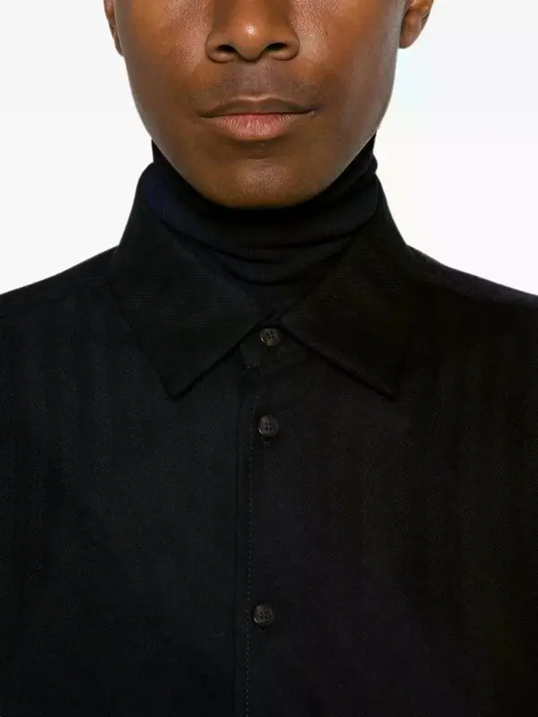 SPINA Herringbone-weave Button-down Shirt