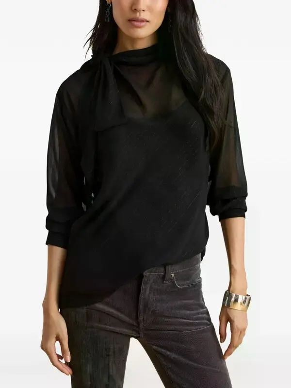 Ralph Lauren Sheer Pinstripe-pattern Blouse