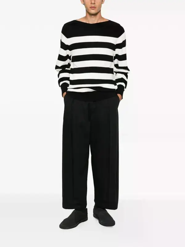 KIKO KOSTADINOV Horizontal-stripe Boat-neck Sweater - Black