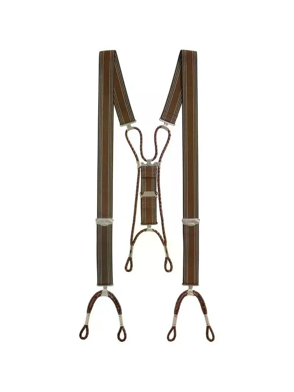 Ralph Lauren Shaw Striped Leather-trim Braces
