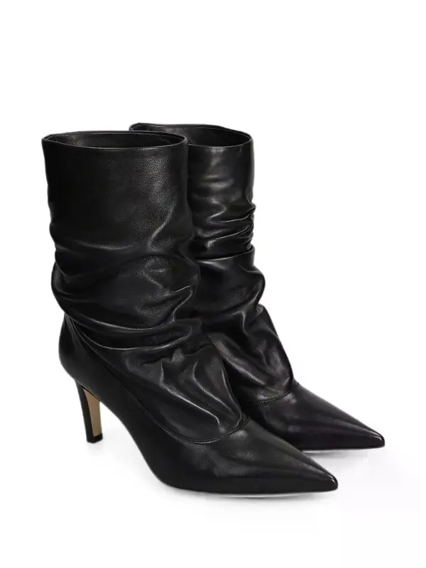 THE SELLER Ruched Pointed-toe Leather Boots
