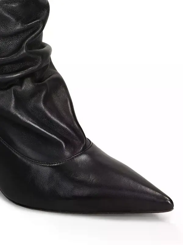 THE SELLER Ruched Pointed-toe Leather High Stiletto Boots