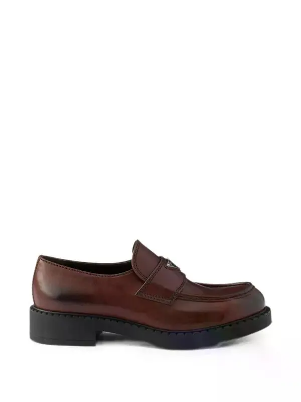Prada Chocolate Aged Leather Loafers