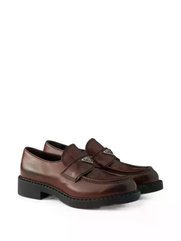 Prada Chocolate Aged Leather Loafers