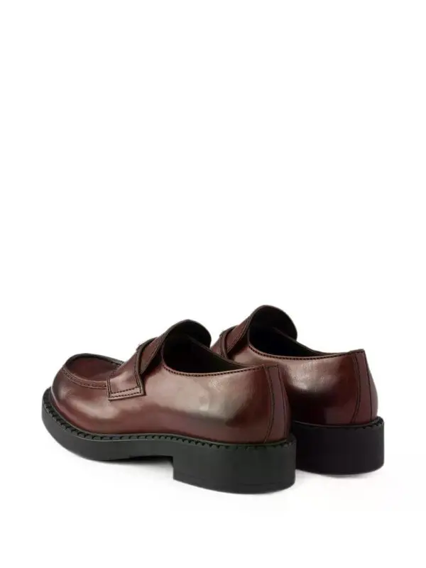 Prada Chocolate Aged Leather Loafers