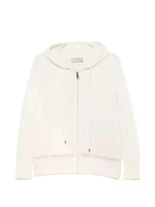 ERMANNO FIRENZE Floral-embroidered Open-knit Hoodie