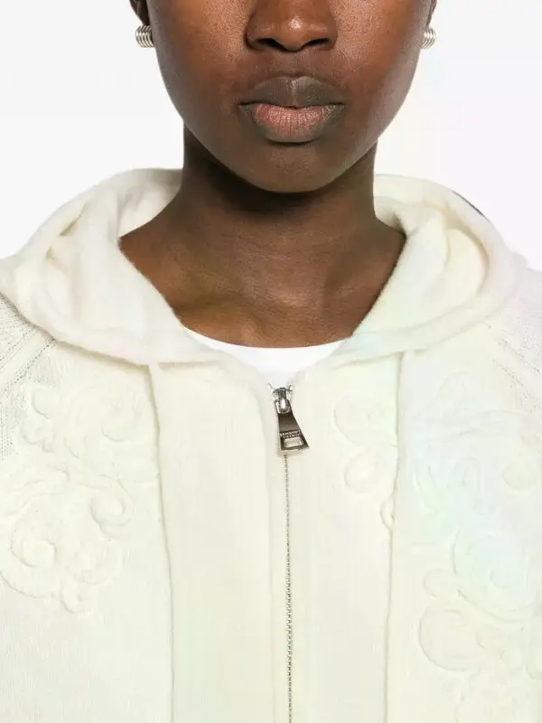 ERMANNO FIRENZE Floral-embroidered Open-knit Hoodie